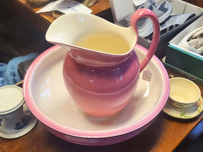 This pink pitcher isn't just kitchenware&mdash;it's a splash of 1950s optimism ready to pour joy into your modern home.