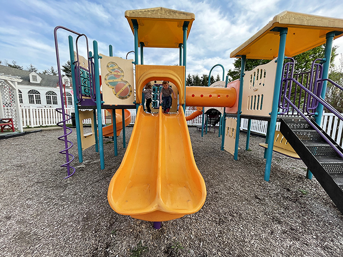 This playground offers salvation for parents whose children have reached their shopping tolerance threshold&mdash;the ultimate "let's make a deal" bargaining chip.