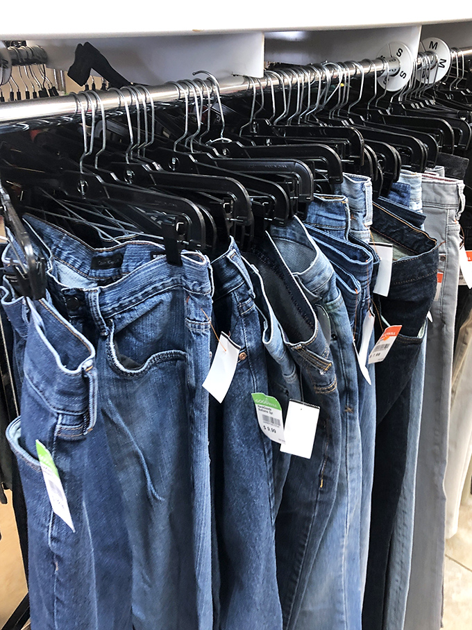 Denim heaven for the patient shopper. Pre-broken-in jeans that skip the awkward stiff phase and go straight to perfect fit.