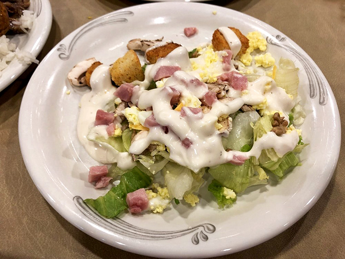 The legendary salad that inspired this article's title. Beneath that creamy dressing lies the last healthy decision you'll make today.
