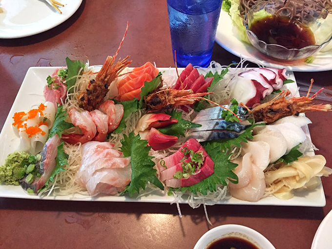 A sashimi platter so fresh and artfully arranged, it deserves its own exhibition at a gallery of edible art.