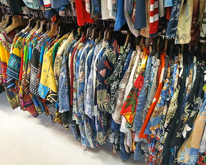 The Hawaiian shirt section alone could outfit a Jimmy Buffett concert. Paradise isn't a place&mdash;it's a vintage pattern on breathable fabric.