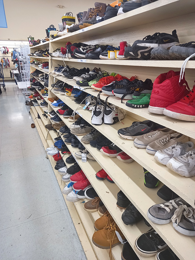 Shoes, shoes everywhere! From practical sneakers to stylish boots, this footwear section could outfit a small army of fashion-forward bargain hunters.