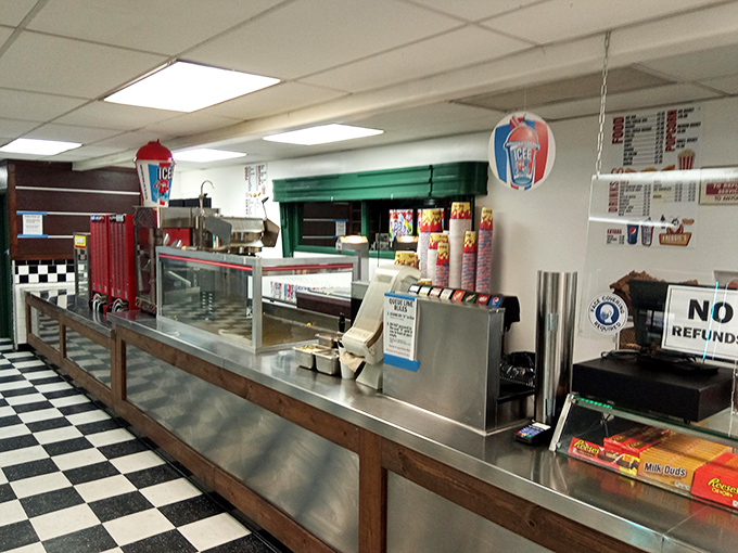The snack bar: where movie theater popcorn meets nostalgic design, complete with that unmistakable aroma of buttery goodness.