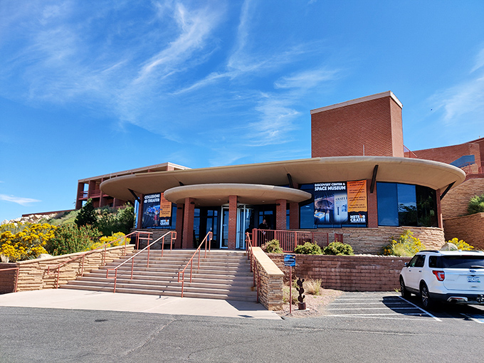 The museum entrance welcomes cosmic enthusiasts with a promise: "We'll explain why a big hole in the ground is actually fascinating."