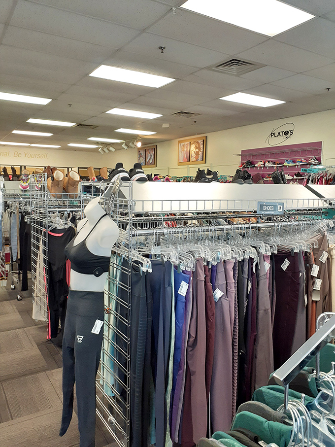 Athletic wear and casual staples stand at attention, ready for their second act in someone else's wardrobe rotation.