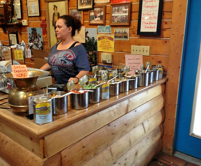 The sampling station: where pistachio dreams come true and diet resolutions go to die, one delicious flavor at a time.