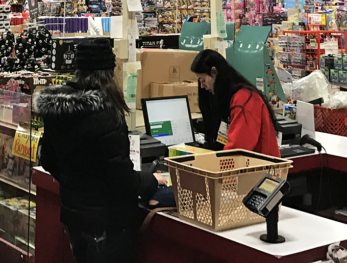 The final act of the Ollie's adventure: checkout time, where your bargain victories are tallied and the savings make everyone smile.