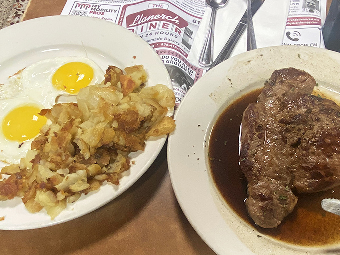 The steak and eggs &ndash; a breakfast for champions or anyone who woke up feeling particularly ambitious. Protein paradise!