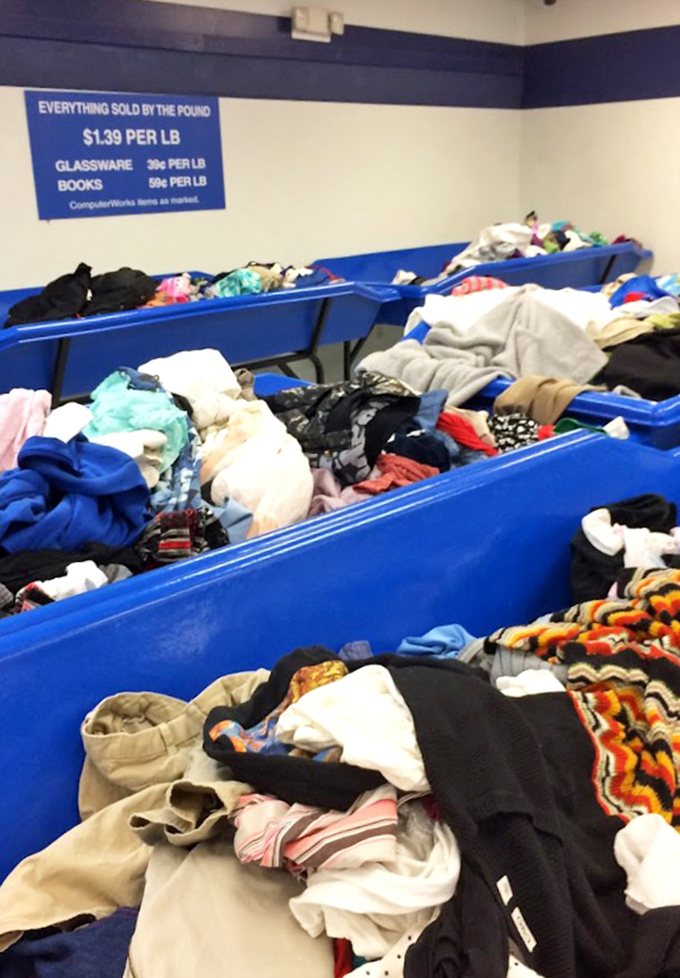 The sign tells the truth&mdash;everything sold by the pound. The heavier your cart, the bigger your bargain!