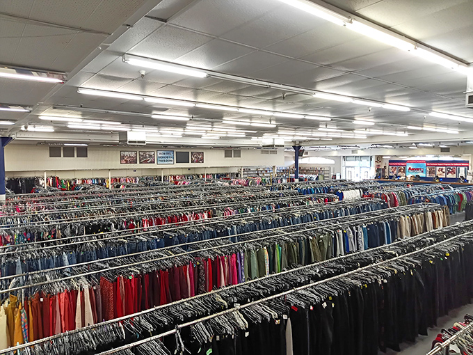 Row after glorious row of clothing stretches to the horizon. It's like the Library of Congress, but for fashion.