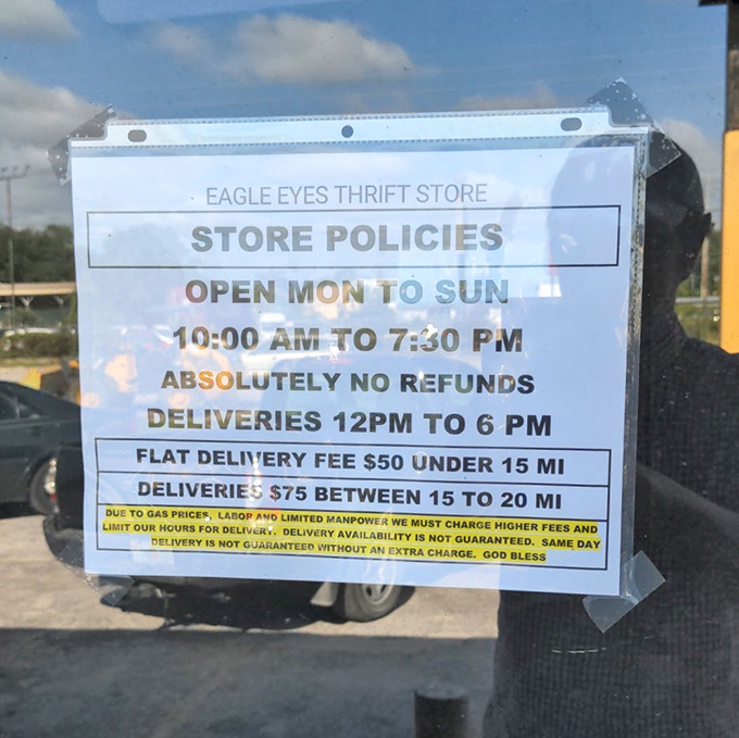 Open seven days a week because the thrill of the hunt doesn't take weekends off. Even bargain treasures need delivery sometimes!