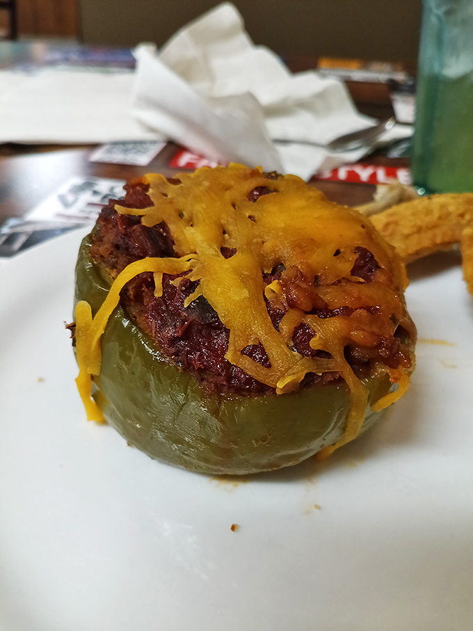 Stuffed green peppers—where comfort food gets dressed up for dinner but keeps its down-home soul intact.