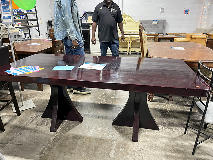This mahogany dining table has hosted countless family dinners in its previous life and stands ready for an encore in yours.