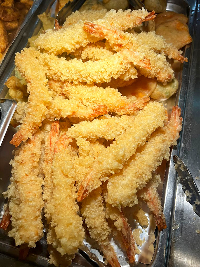 These tempura shrimp look like they're wearing little golden jackets to a fancy party. Crispy, delicate, and ready for their close-up.