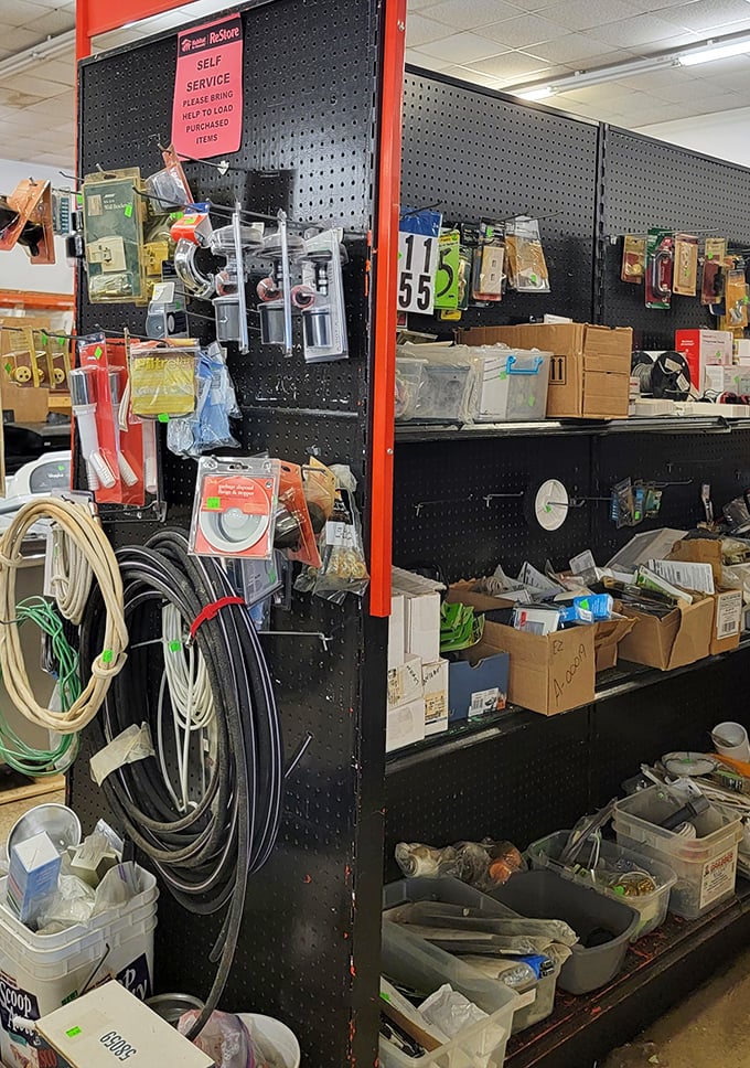 The "self-service" sign above this DIY paradise is basically saying, "Yes, you CAN fix that yourself &ndash; and affordably too!"