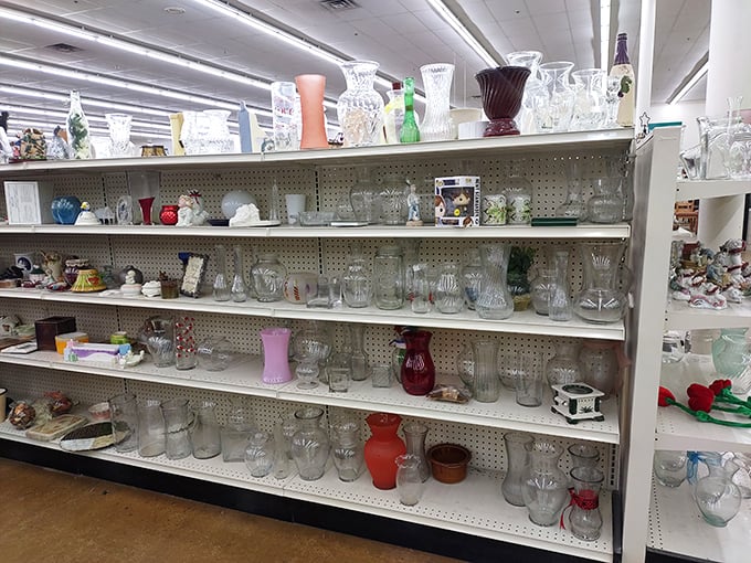 Crystal, glass, and ceramic vessels stand in formation like elegant soldiers. Someone's wedding gift could become your dinner party showstopper.