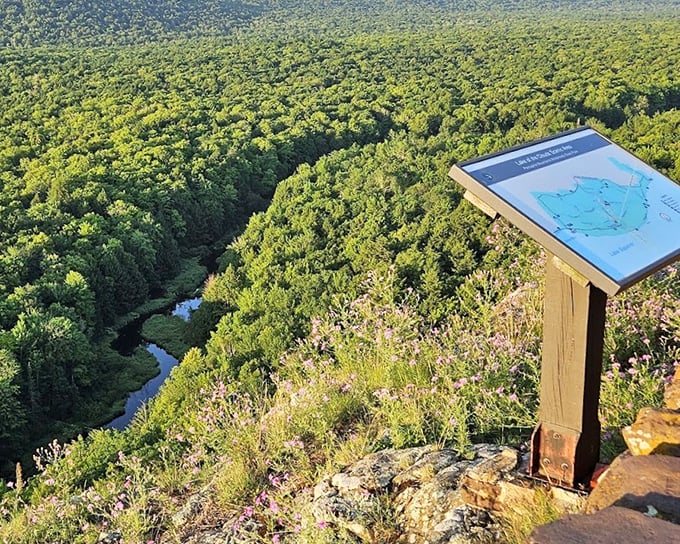 The Big Carp River winds through the valley like nature's blue ribbon, a gentle reminder that not all treasures need to sparkle to be valuable.