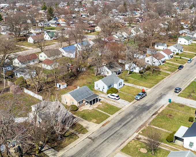 From above, Mattoon's residential neighborhoods spread out like a patchwork quilt of American dreams, affordable and well-maintained.
