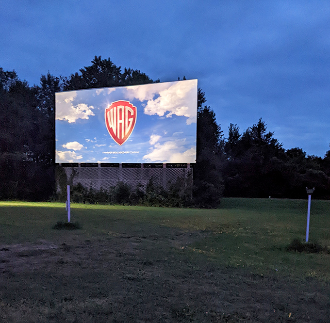 The WB shield announces itself against the twilight sky, promising stories that will unfold under a canopy of emerging stars.