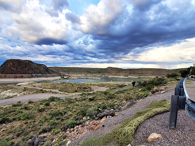 Moody skies create drama over Elephant Butte's landscape. When clouds and water collaborate, they create paintings more impressive than anything in the Louvre. 