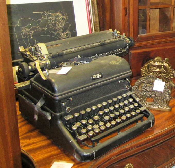 This Royal typewriter has probably written love letters, business plans, and maybe even the Great American Novel before finding retirement in this cozy corner.