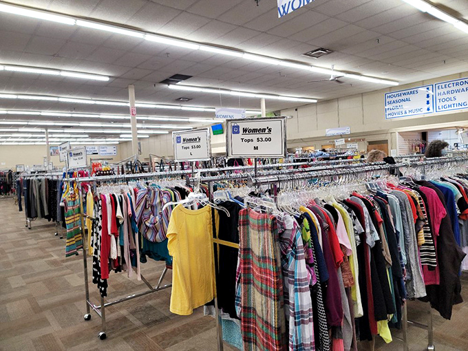 The clothing department rivals boutiques at a fraction of the cost. That yellow top is practically screaming "summer barbecue ready!"