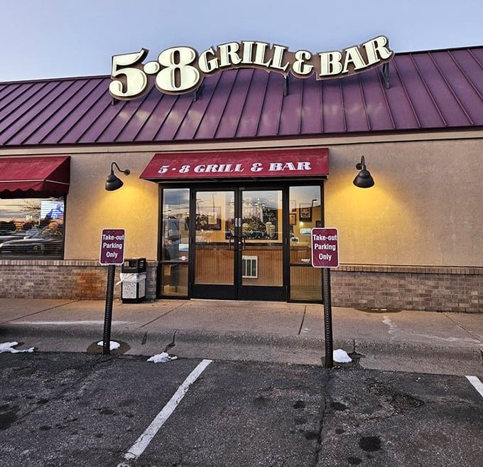 The 5-8 Grill & Bar's distinctive burgundy roof signals your cheese-stuffed salvation has arrived in Champlin.