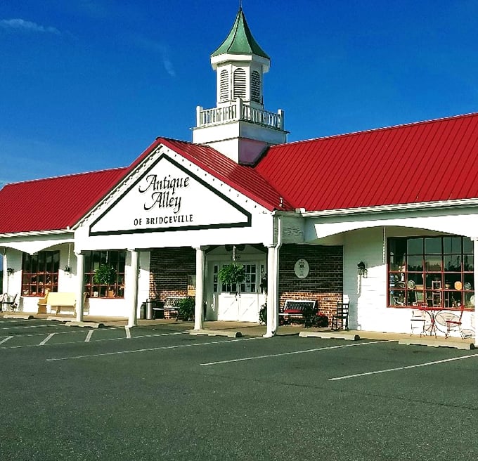 Antique Alley's impressive facade promises the kind of massive vintage shopping adventure that could last all day.