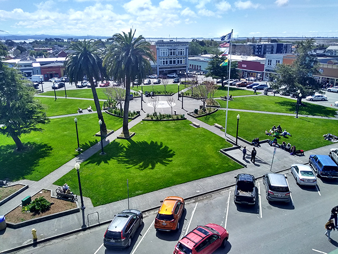 Arcata's town square radiates small-town charm where palm trees sway and your retirement funds stretch like taffy.