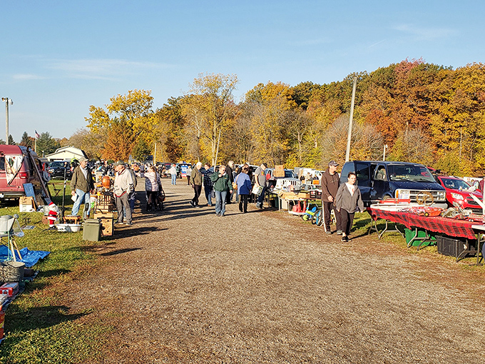 Autumn flea market vibes where falling leaves compete with falling prices for your attention and affection.