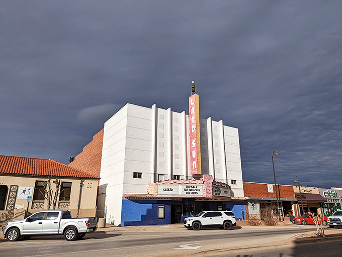 Artesia's downtown movie theater stands as a testament to classic American small-town entertainment and gathering places.