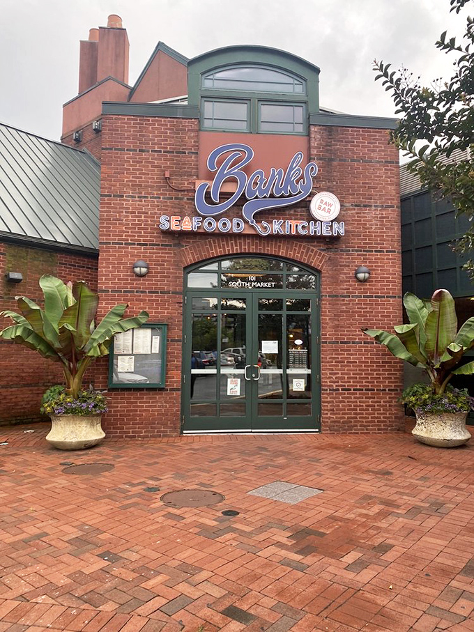 Elegant brick and stylish signage &ndash; Banks' exterior is as polished as their seafood presentations inside.