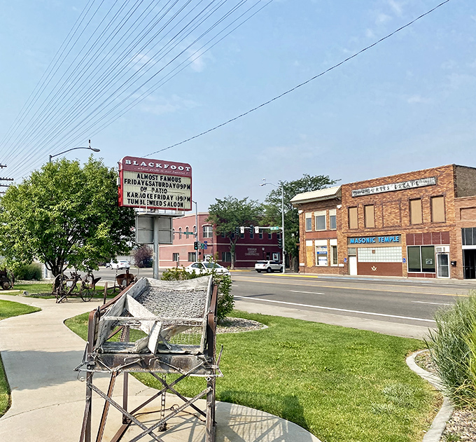 Blackfoot's charming main street showcases historic buildings and local businesses where affordable dining and shopping await Idaho bargain-hunters.