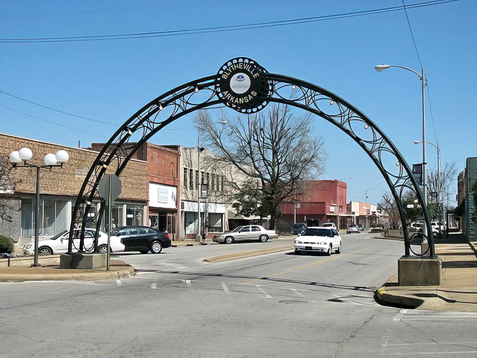 Blytheville's welcoming arch frames Main Street like a gateway to simpler times and friendlier faces.