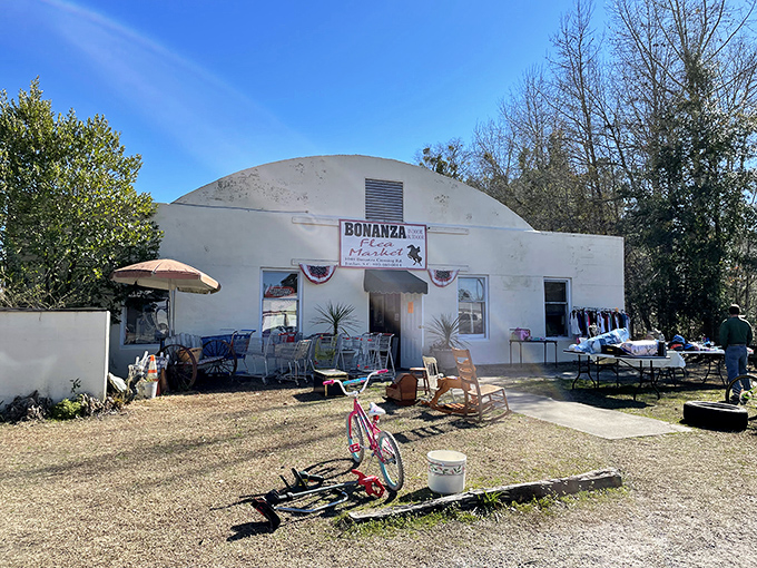 Industrial-style organization meets old-school flea market charm in these well-lit aisles packed with unexpected discoveries and forgotten treasures.