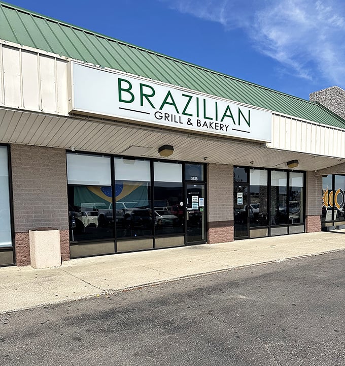 Brazilian Grill's clean lines hint at the sizzling meat parade that awaits your hungry soul.