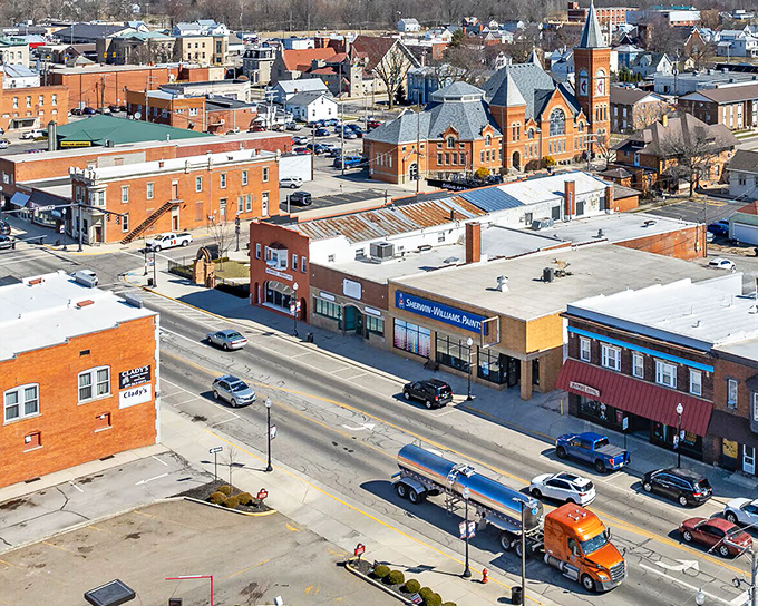 The aerial view of Bucyrus reveals a town that values its historic roots while still offering everything you need for comfortable living.