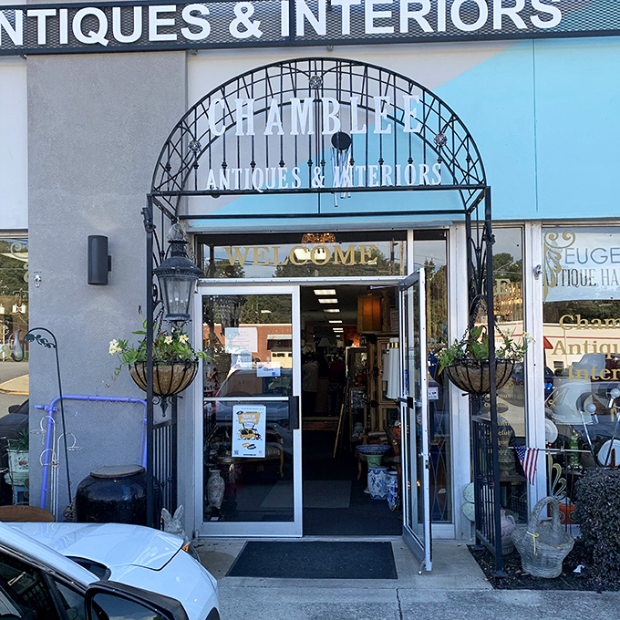 Chamblee's antique district entrance welcomes visitors to Georgia's premier vintage shopping destination with style.