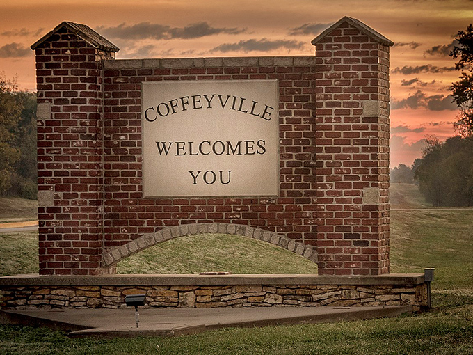 Coffeyville's welcoming sign promises the kind of hospitality that makes strangers feel like longtime neighbors.