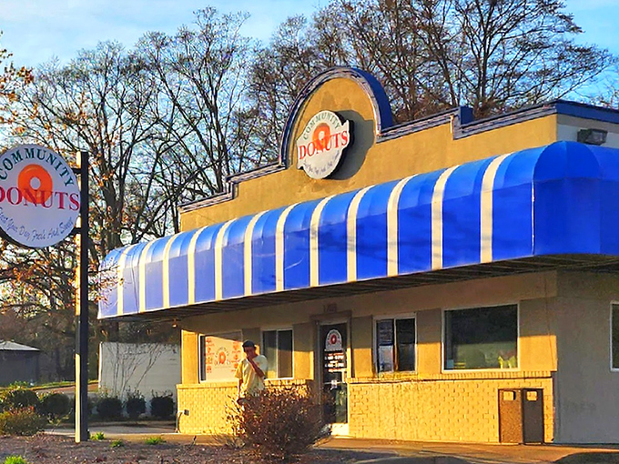 Those blue and white stripes signal sweet victory for anyone seeking the perfect start to their day.