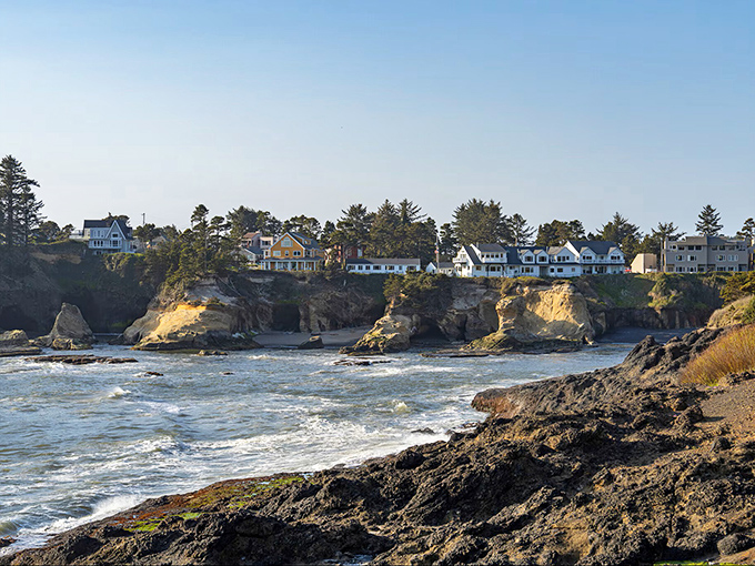 Depoe Bay's harbor homes climb the hillside like eager theater-goers, each angling for the best view of the Pacific's endless performance.