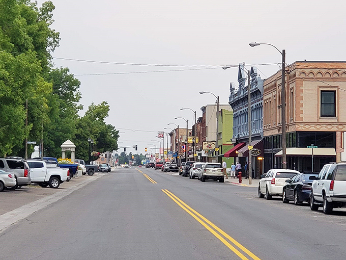 Classic storefronts and big sky views prove that simple town planning sometimes works better than complicated modern designs.