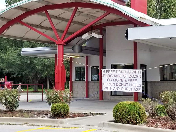 That classic drive-through setup promises convenience without compromising on homemade donut quality.