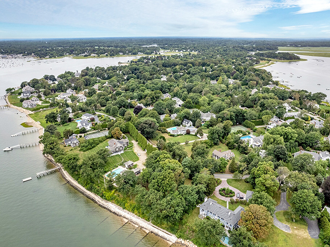 Duxbury's aerial view reveals how land and water dance together in coastal harmony.