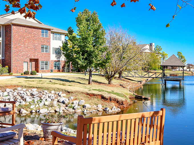 Lakeside retirement paradise where morning walks include scenic water views and gentle breezes.
