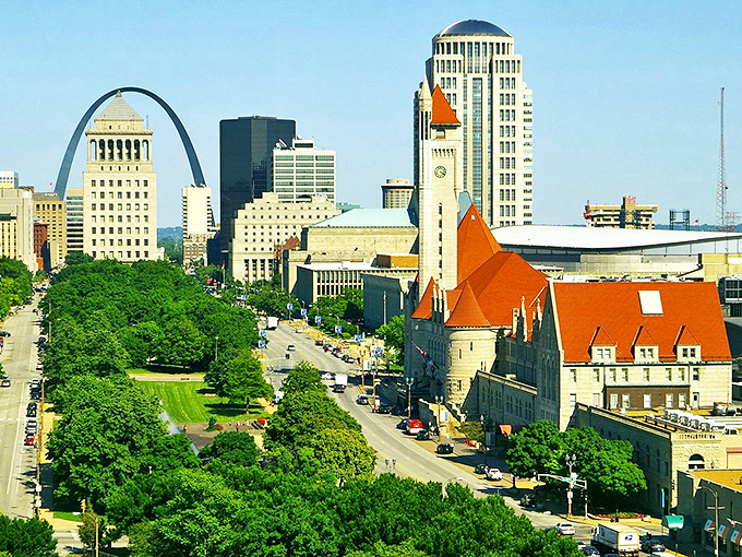 St. Joseph's downtown corridor stretches toward the horizon like a pathway to America's pioneering past.