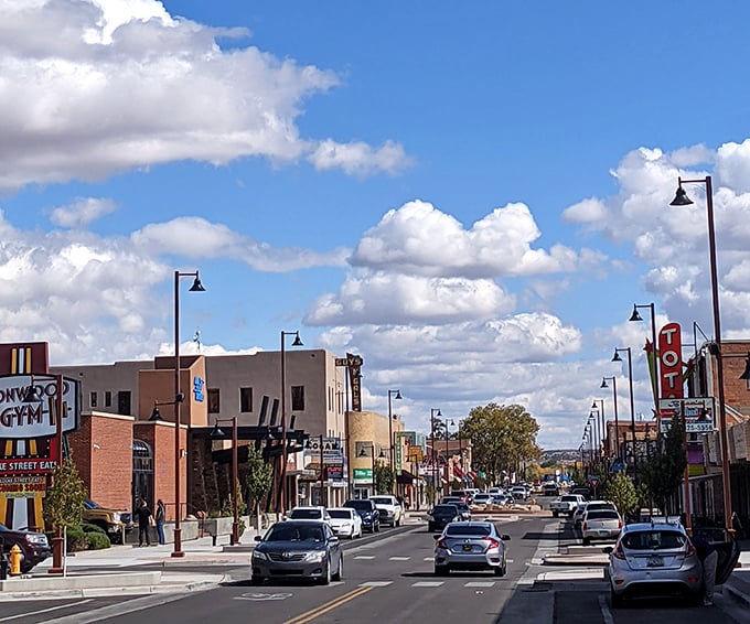 Historic buildings line Gallup's main thoroughfare, housing shops and restaurants where prices remain refreshingly reasonable.