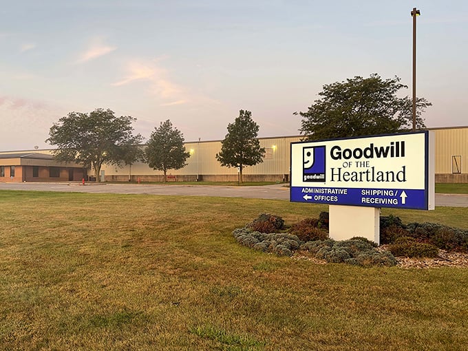 Goodwill's bright green walls practically glow with possibility - like a beacon for smart shoppers everywhere.