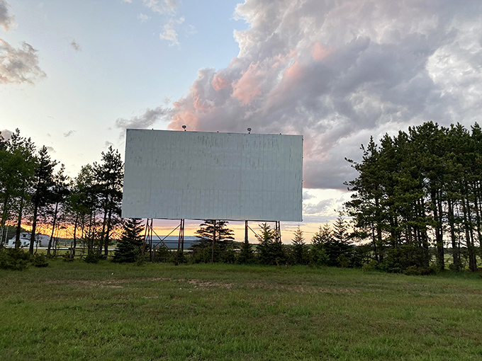 Nature provides the perfect backdrop at Highway 2 Community Drive-In. Those pine trees frame the screen like a living postcard.